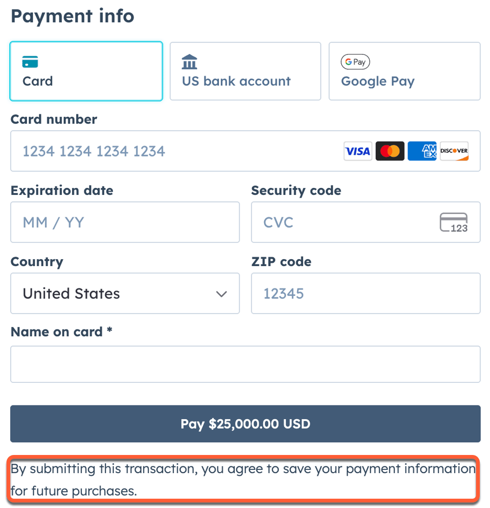 Store a payment method for future charges