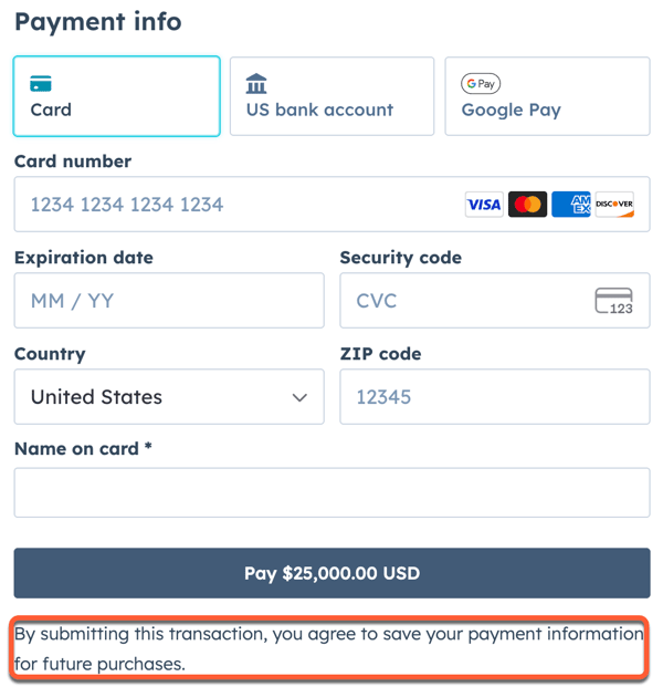 Store a payment method for future charges
