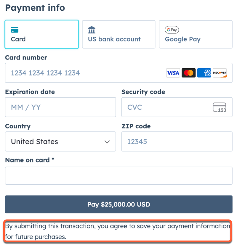 Store a payment method for future charges