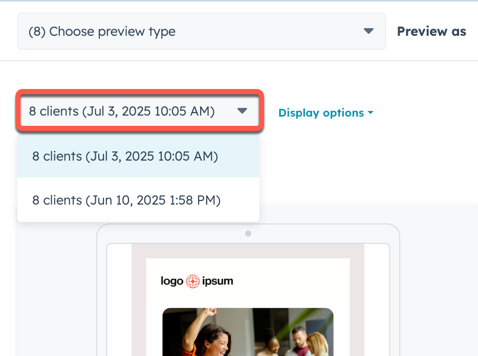 Preview marketing emails for specific email clients