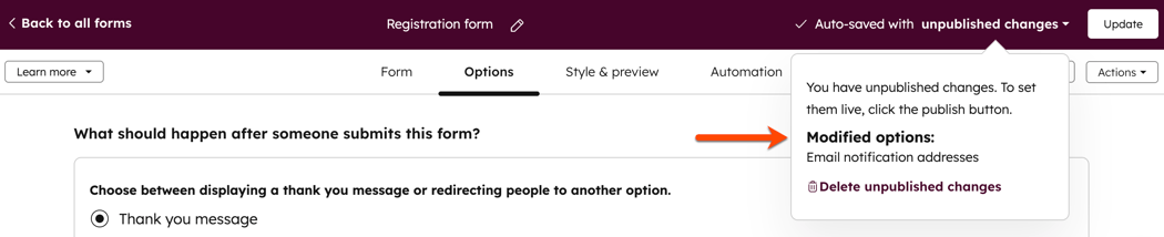 Set up legacy form submission notifications