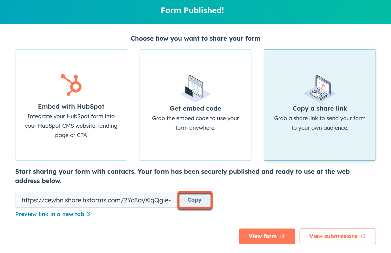 Set up and style a HubSpot form on an external site