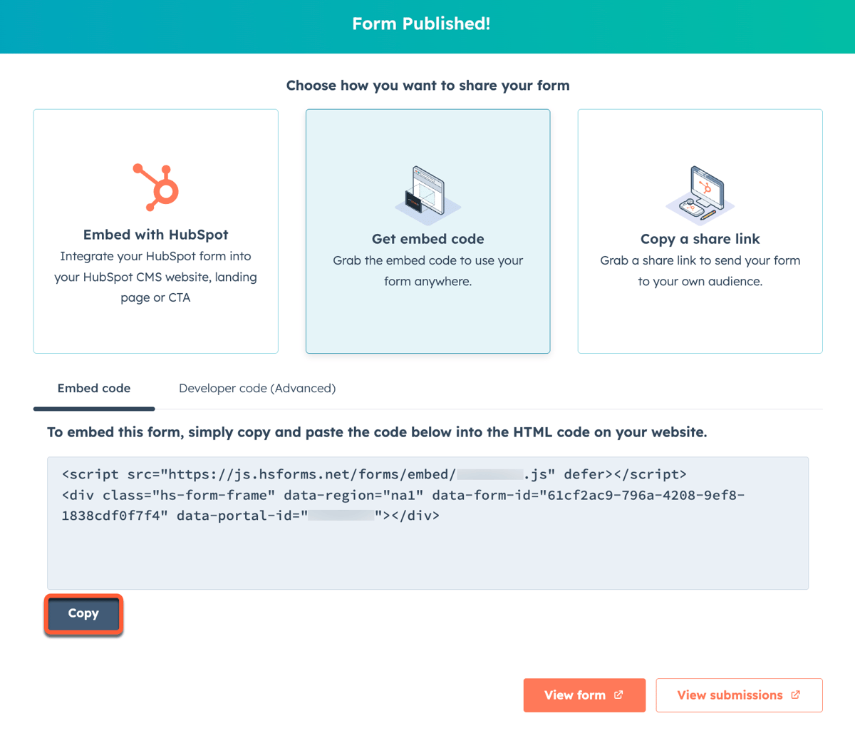 Set up and style a HubSpot form on an external site