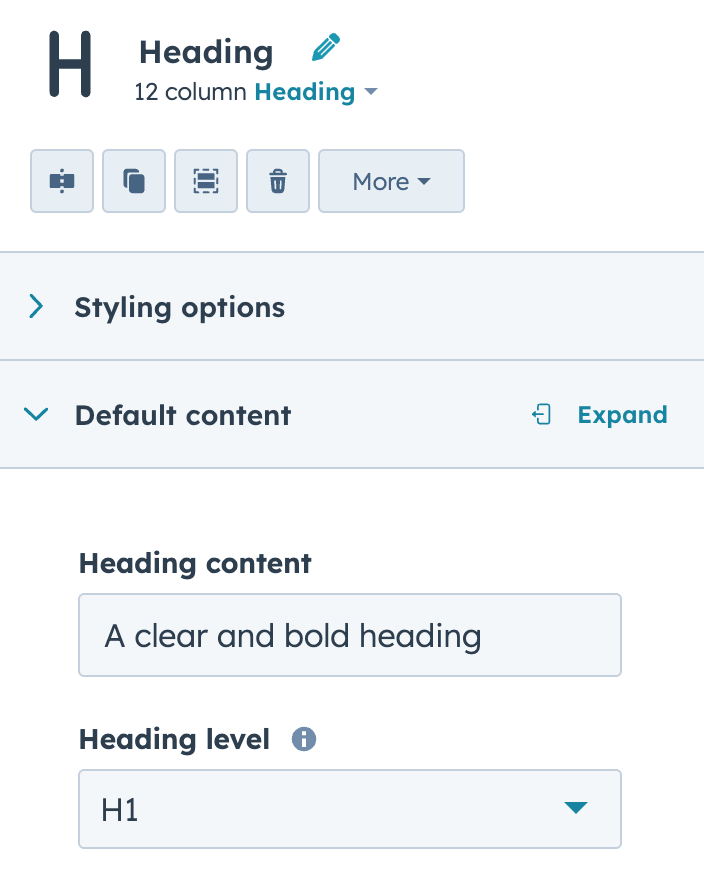 Use default modules in the layout editor