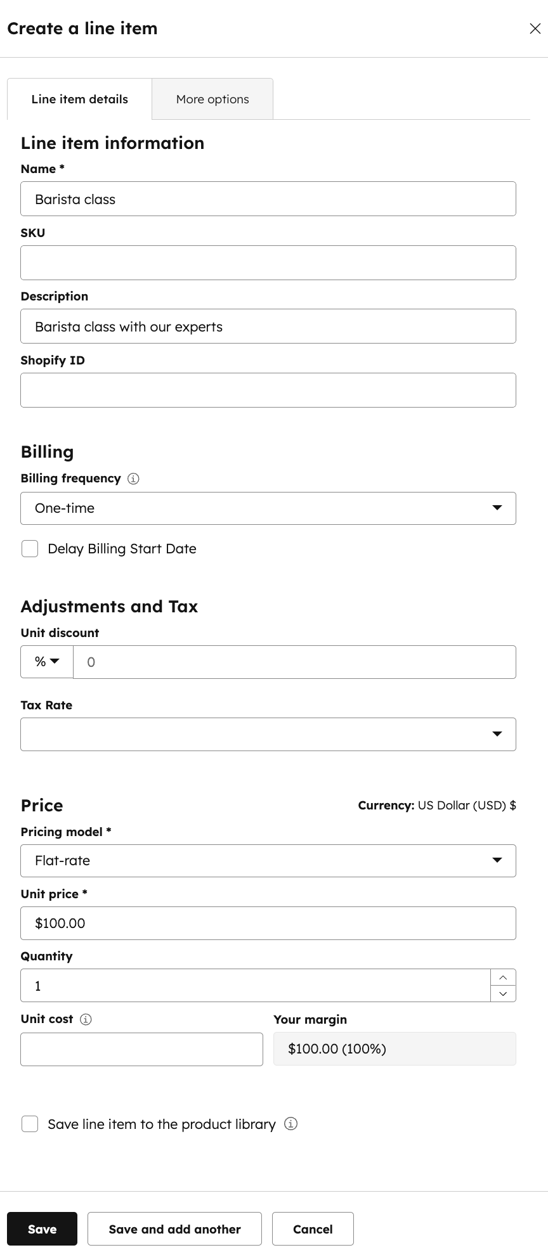 Use line items with deals