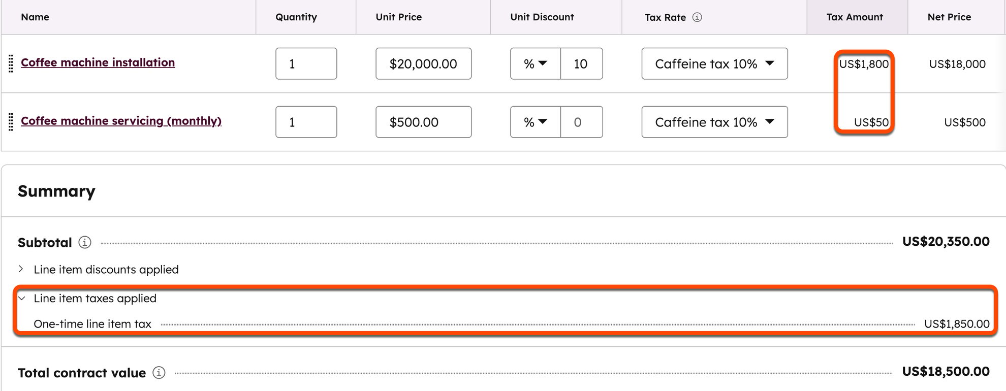 Use line items with deals