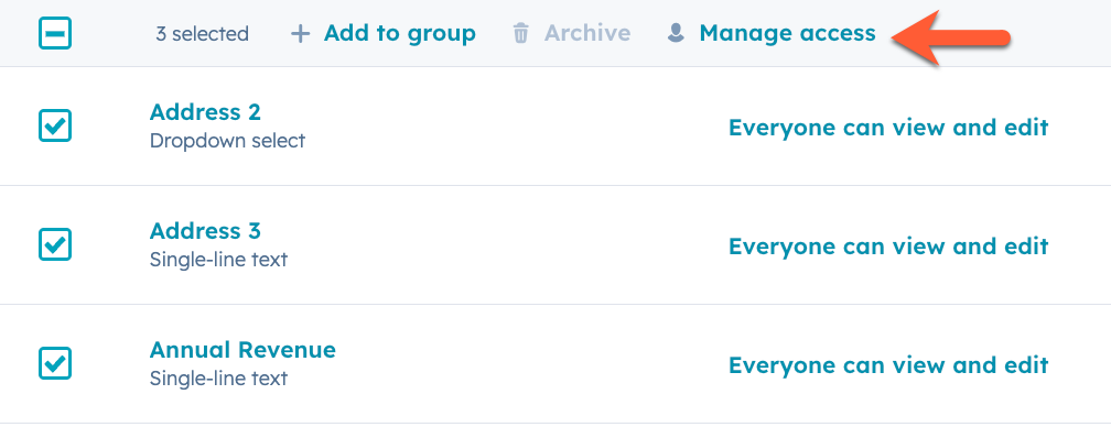 Manage view and edit access for properties