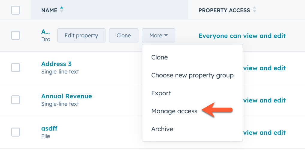 Manage view and edit access for properties