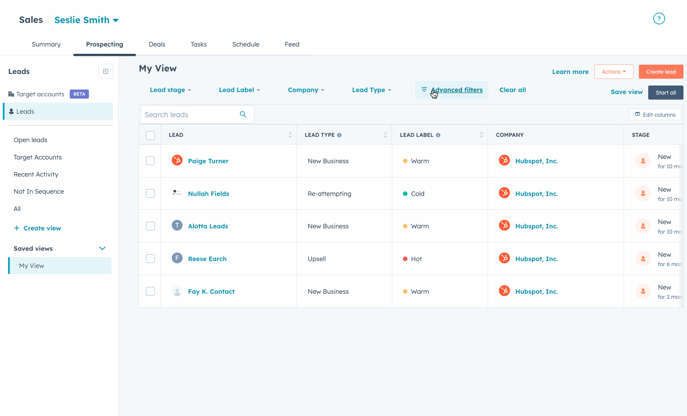 Manage Leads