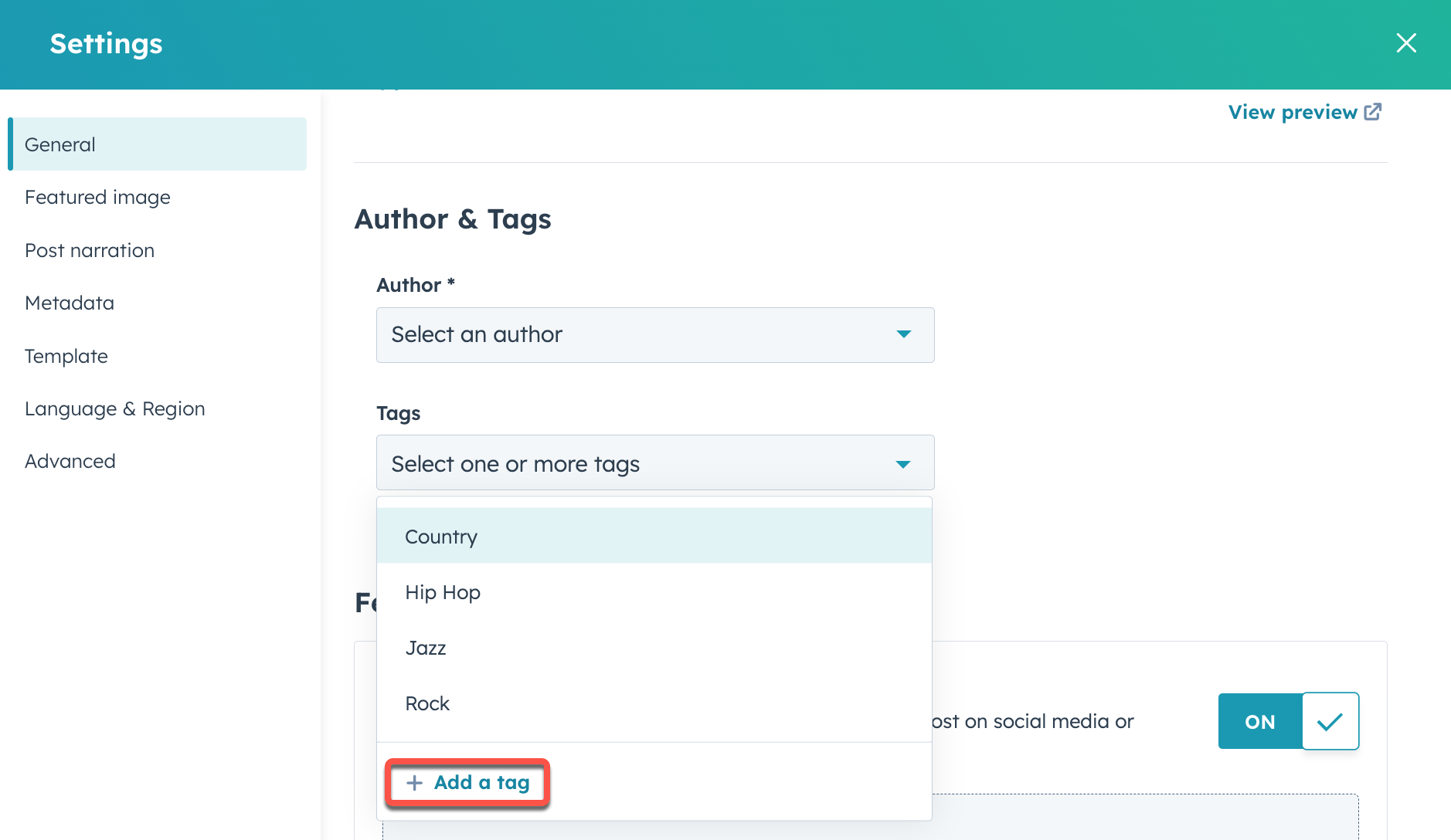 Create and manage blog tags