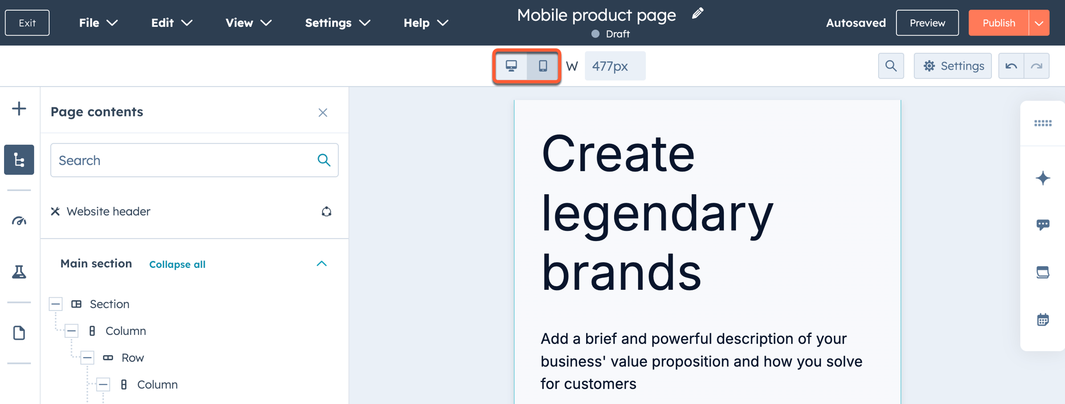 Customize drag and drop content on mobile devices