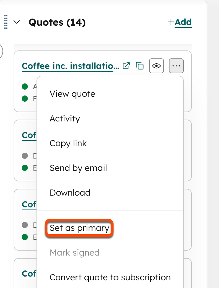 Manage quotes