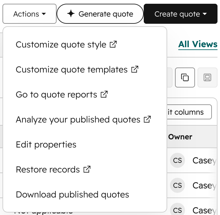 Manage quotes