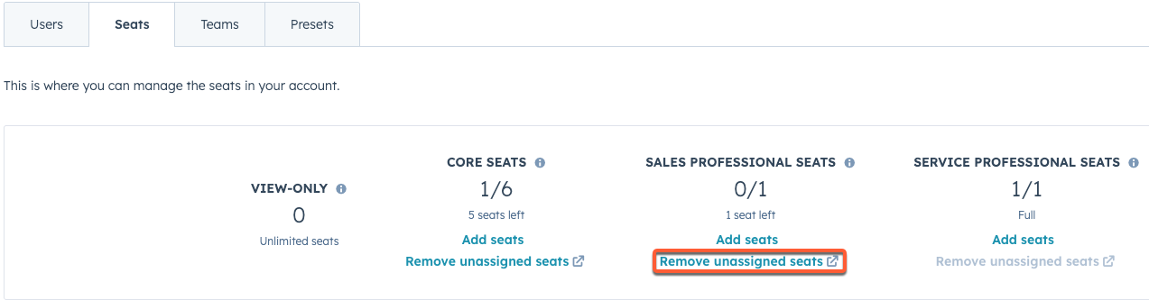 Manage billing for seats