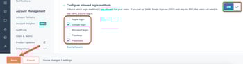 Restrict which login methods users can use to access your account