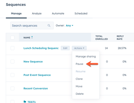 Pause or resume your sequences