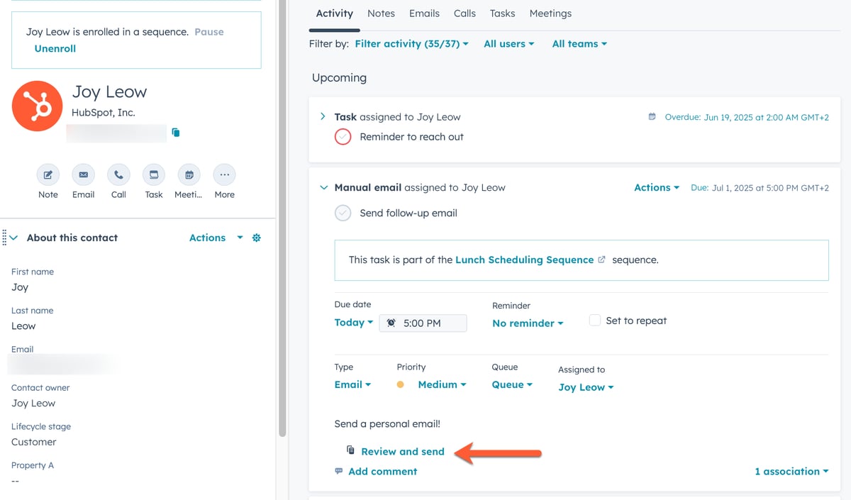 Complete your sequence tasks