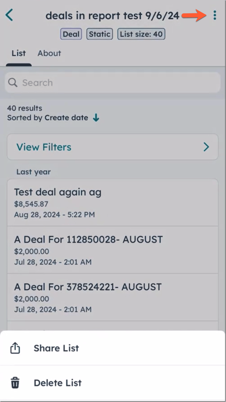 Use segments in the HubSpot mobile app
