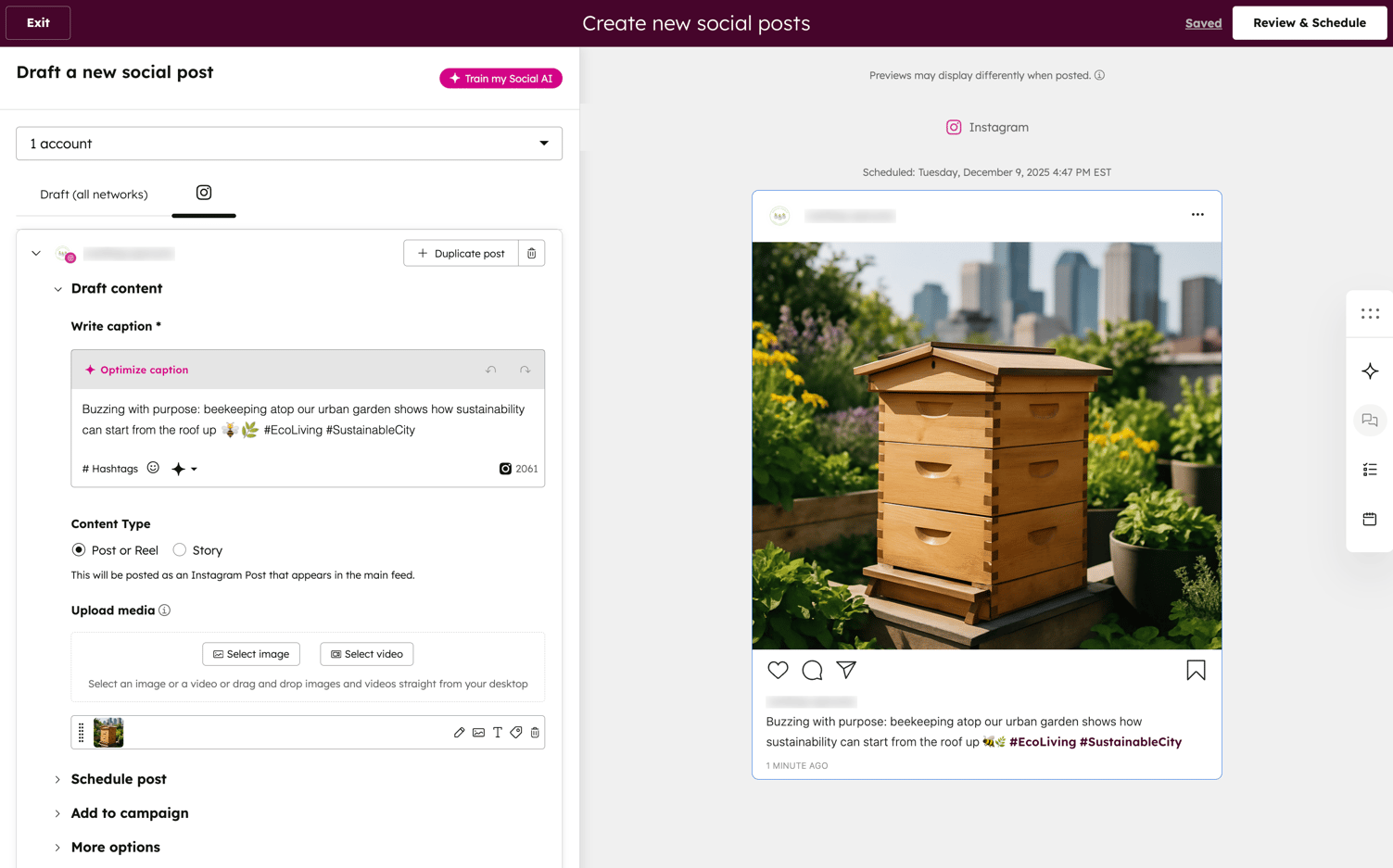 Create and publish Instagram posts