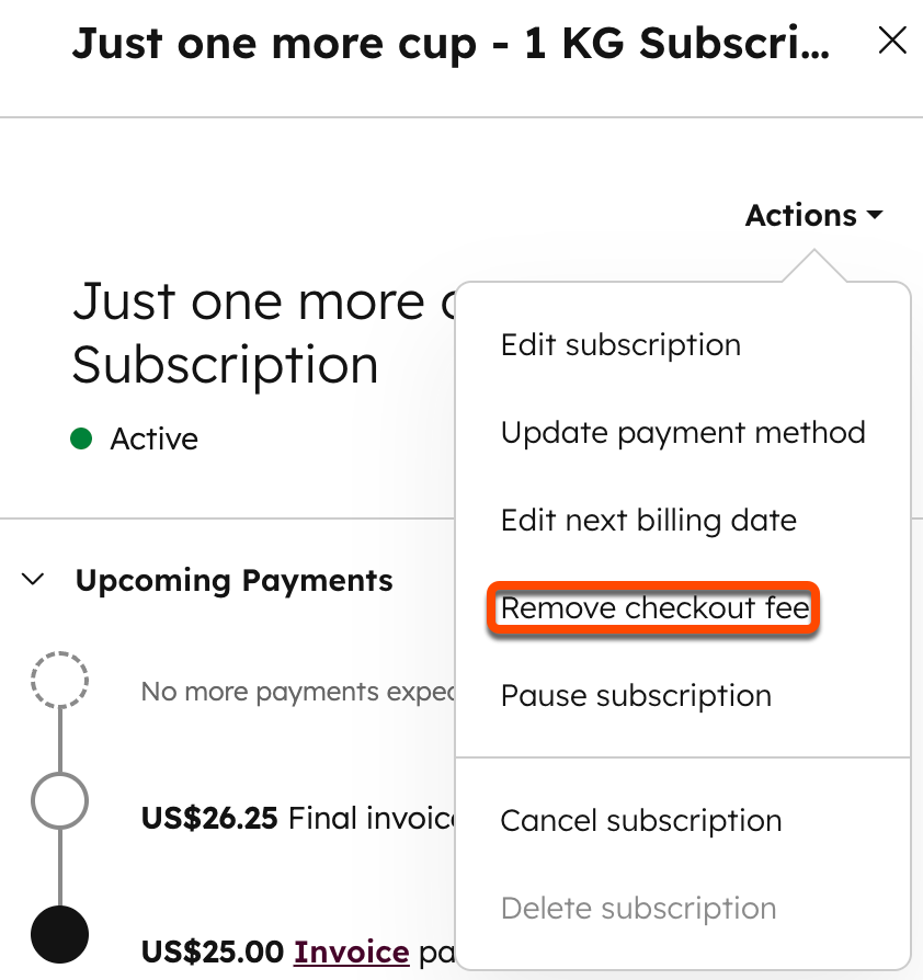 View and manage subscriptions billed in HubSpot