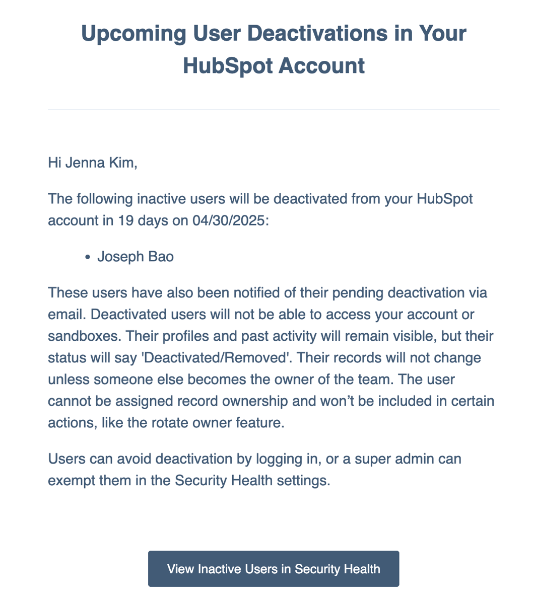 Automatically deactivate inactive users