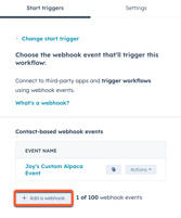 Set 'When a webhook is received' workflow triggers