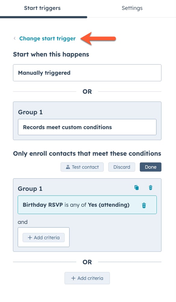 Set your workflow enrollment triggers