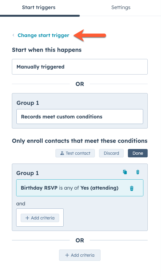 Set your workflow enrollment triggers