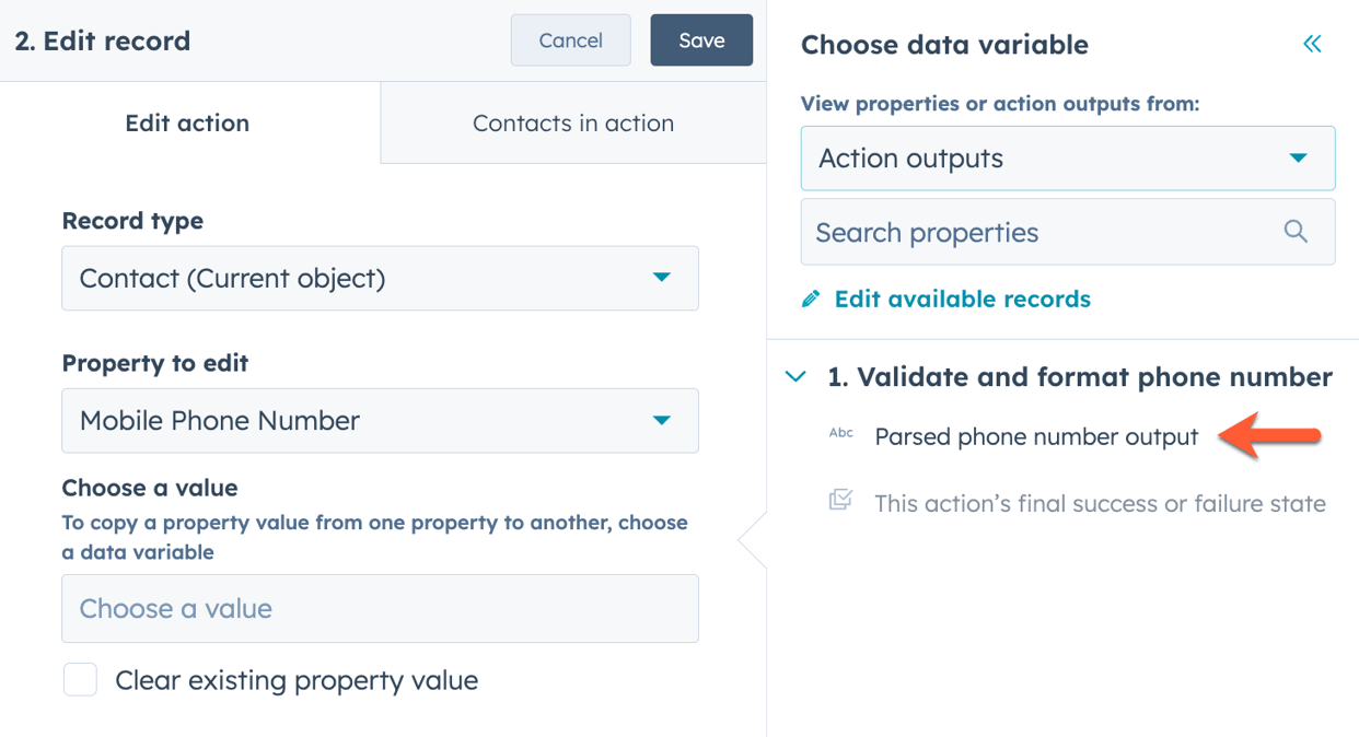 Format phone numbers using workflows