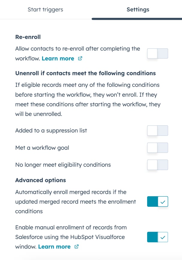 Set your workflow enrollment triggers