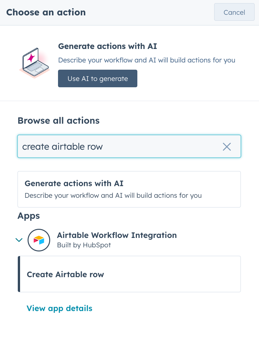 Add data to Airtable with workflows