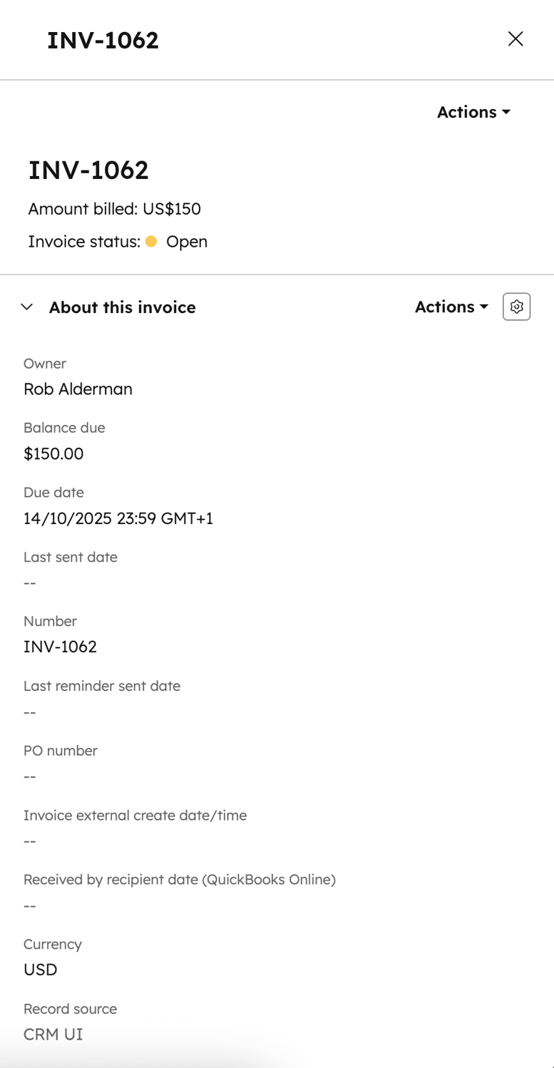Set up the HubSpot invoices tool