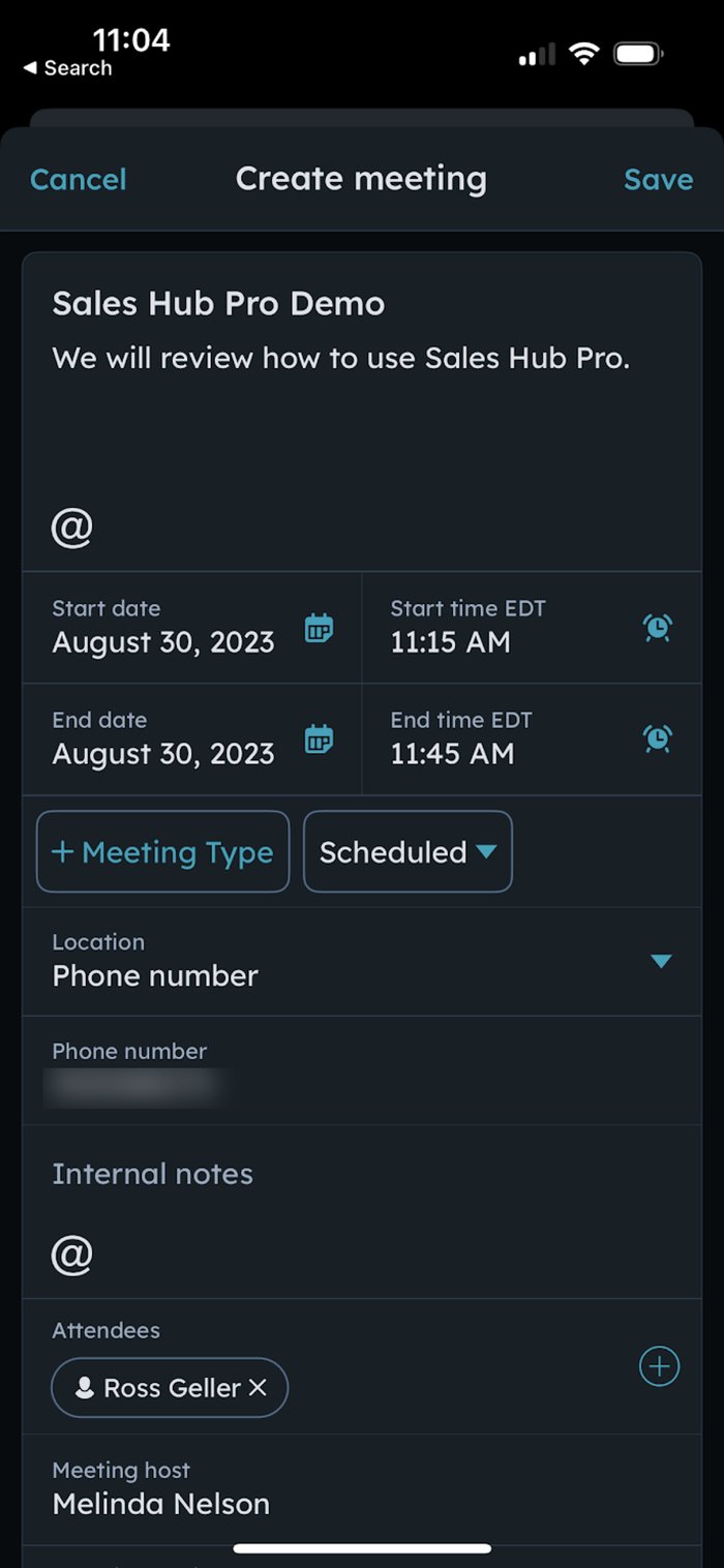 Schedule a meeting on a record