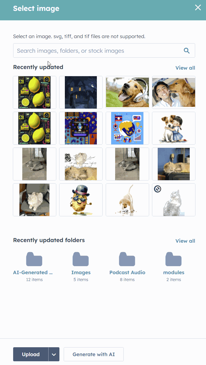 Use images in HubSpot content