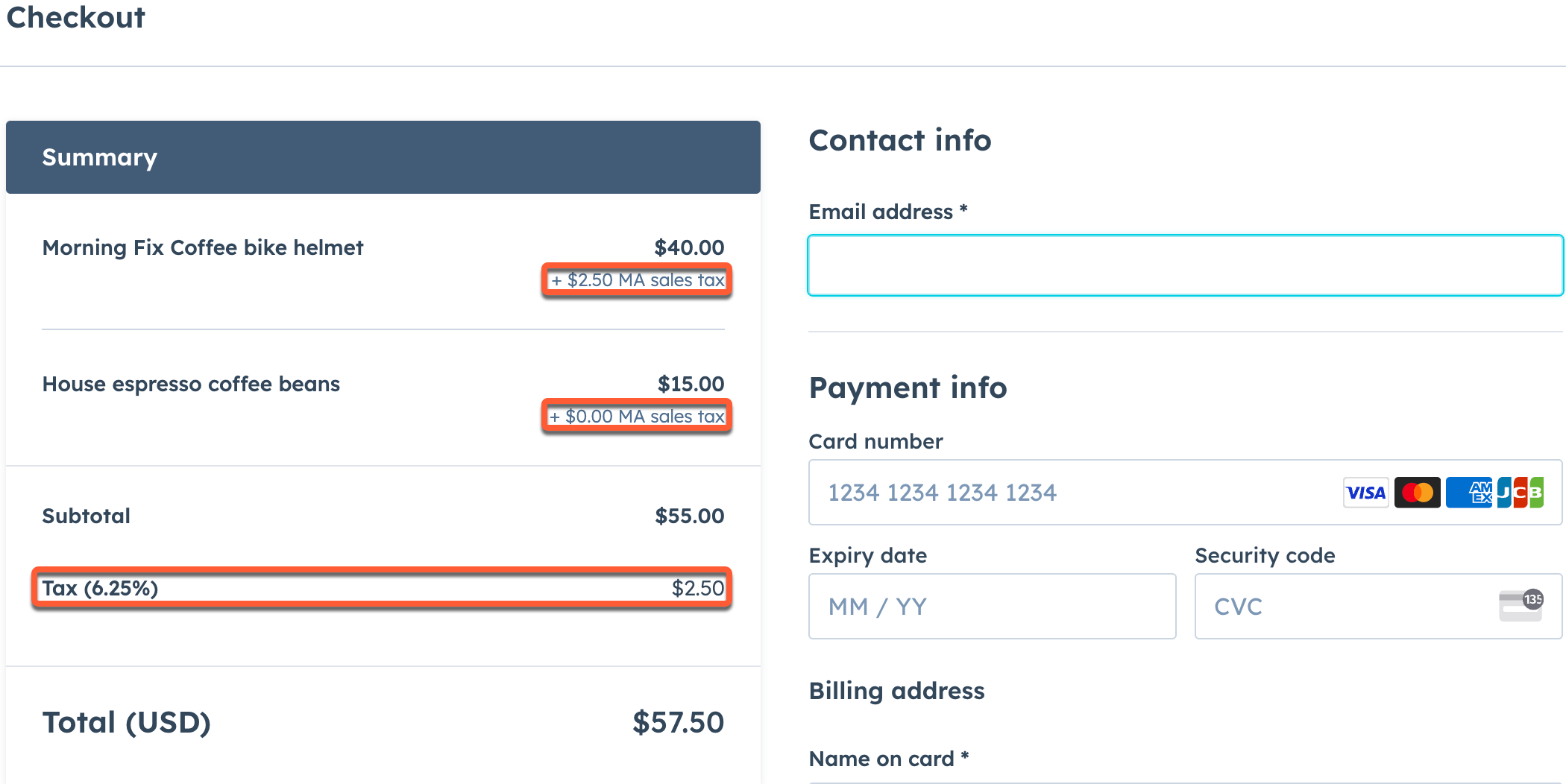 Set up automated tax and tax rates