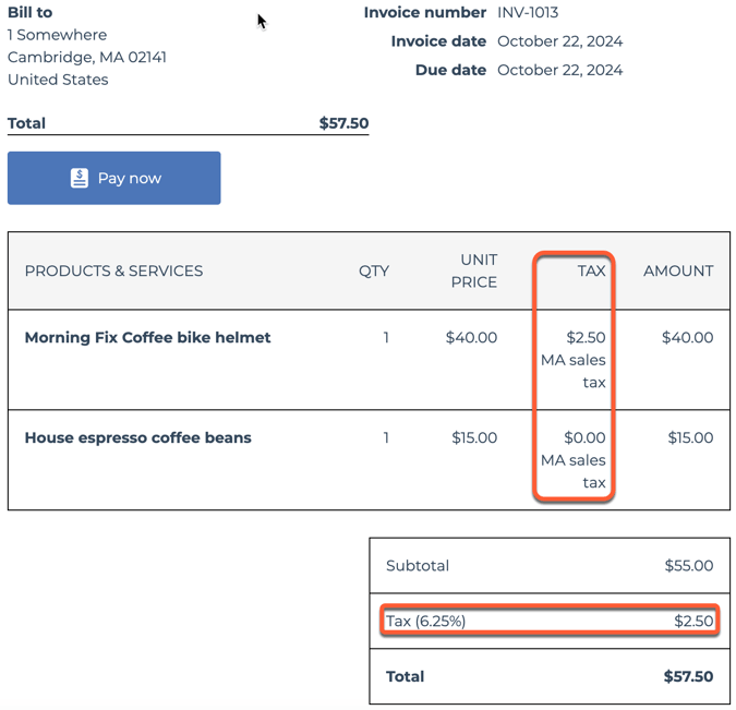 Set up automated tax and tax rates