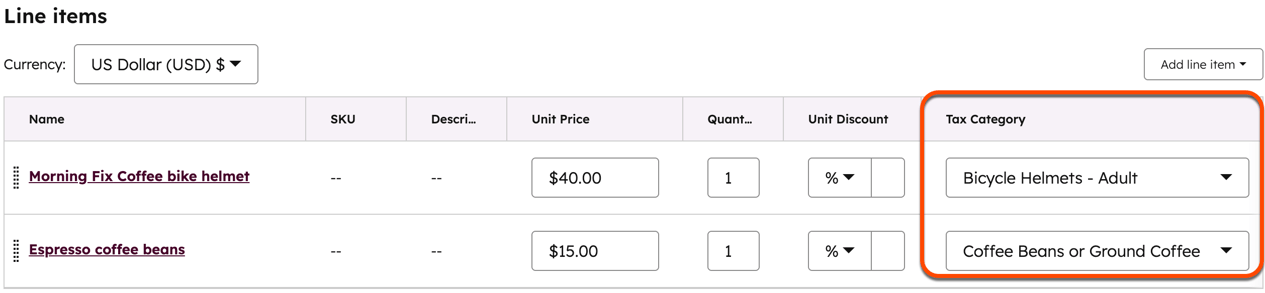 Set up automated tax and tax rates