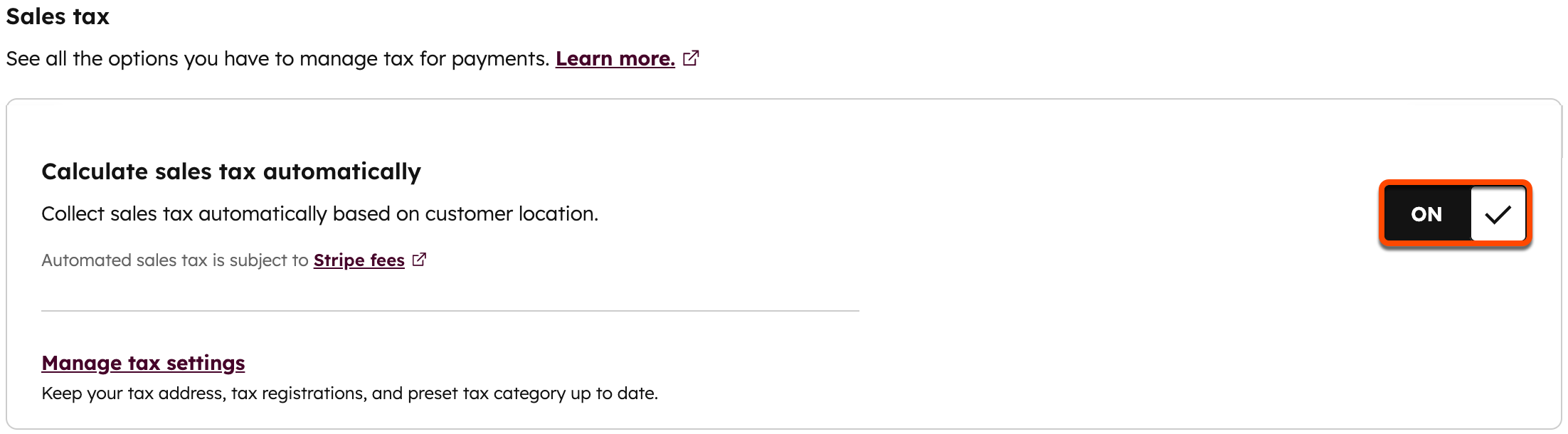 Set up automated sales tax collection