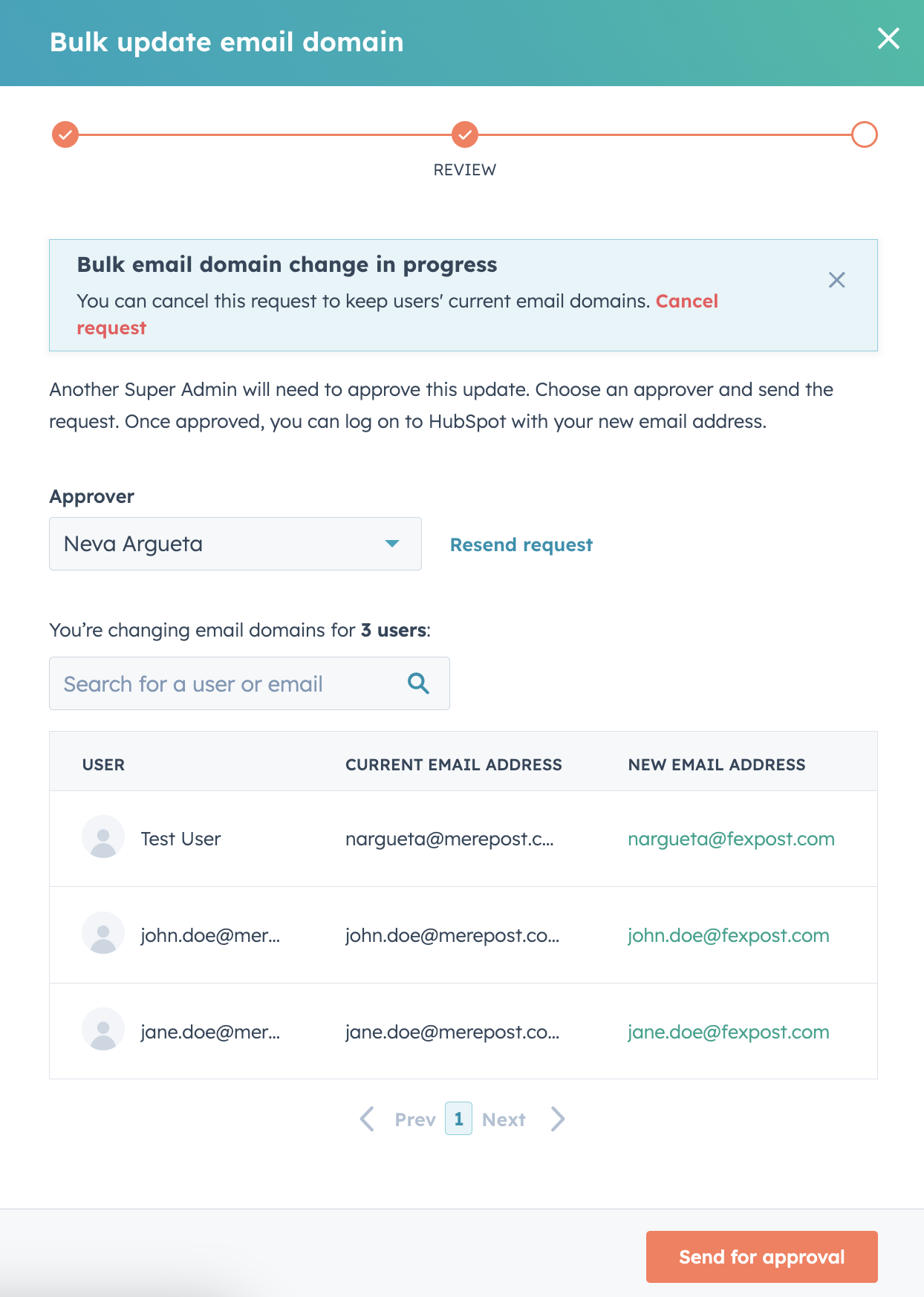 Bulk update user email domains