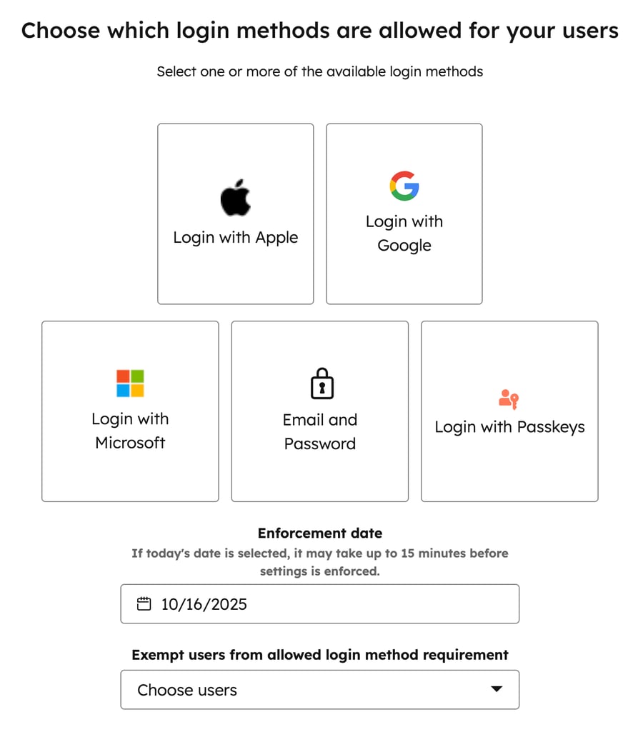 Restrict which login methods users can use to access your account
