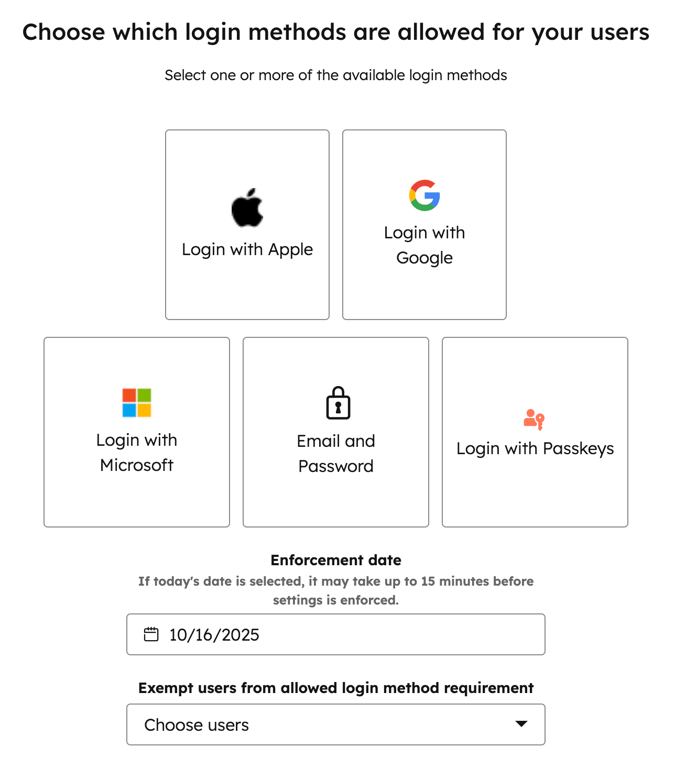 Restrict which login methods users can use to access your account
