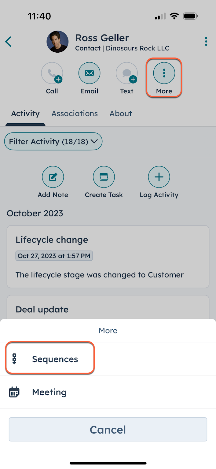 Use sequences in the HubSpot mobile app