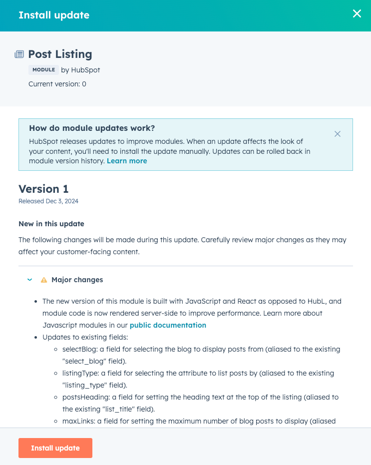 Use default modules in the layout editor
