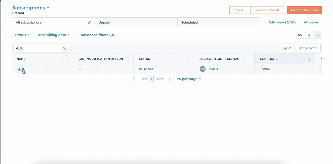 Manage subscriptions billed in HubSpot