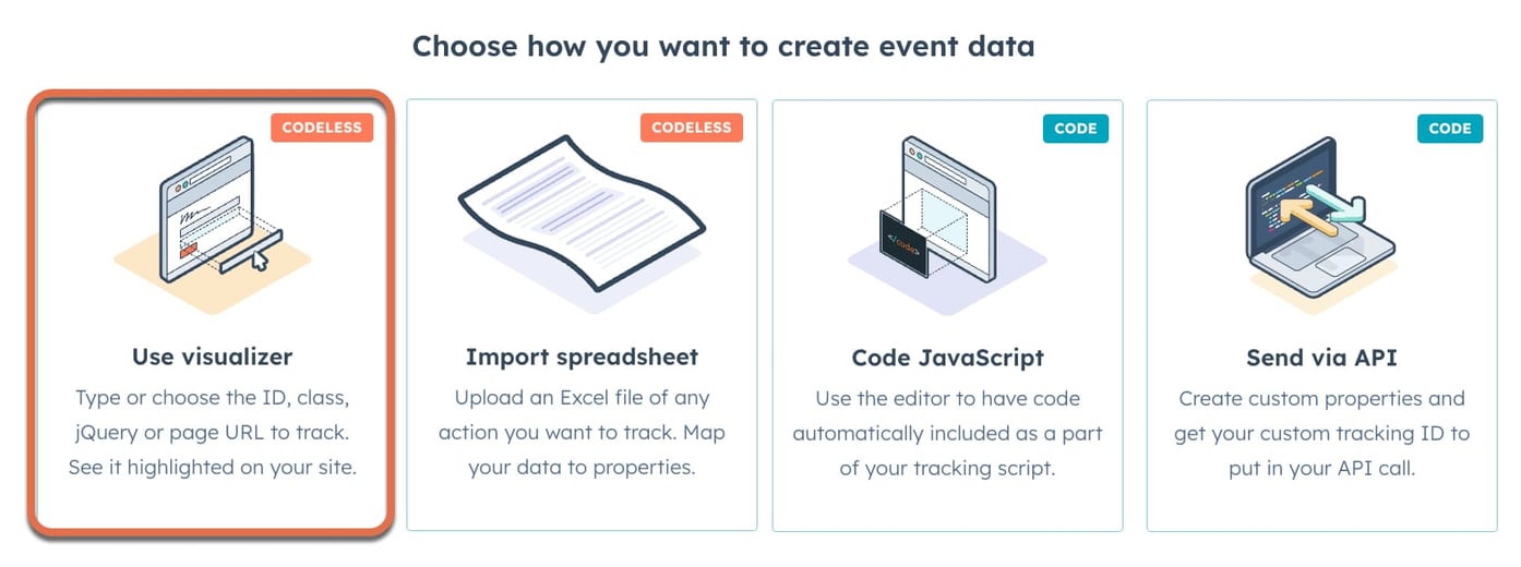 Create custom events codelessly with the event visualizer