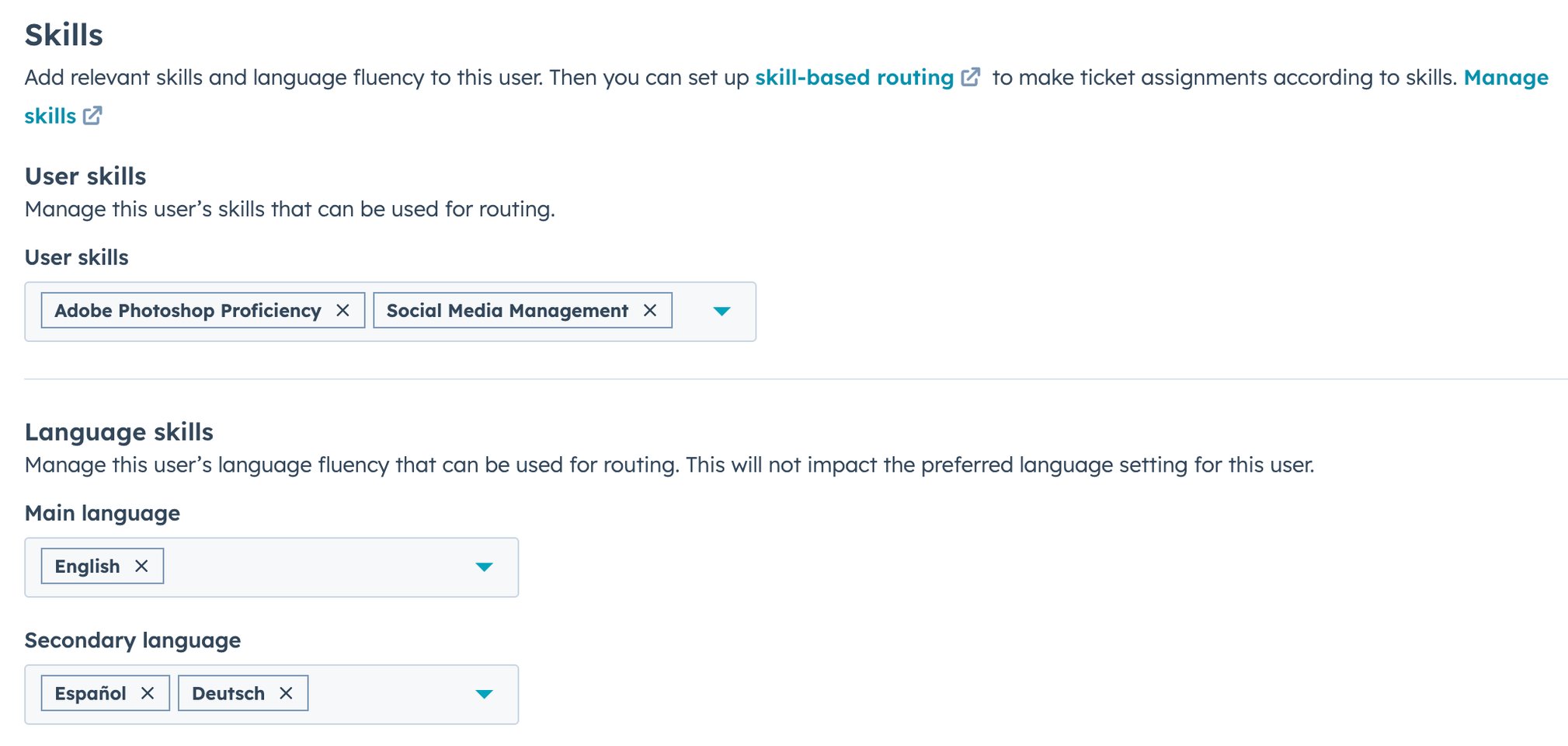 Manage user properties and preferences