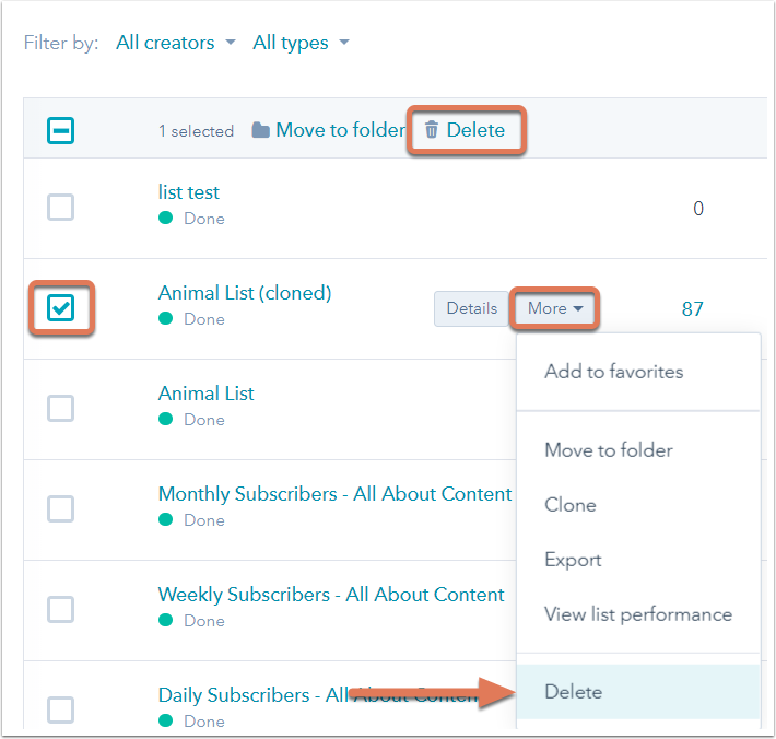 Creating and Editing Lists in HubSpot