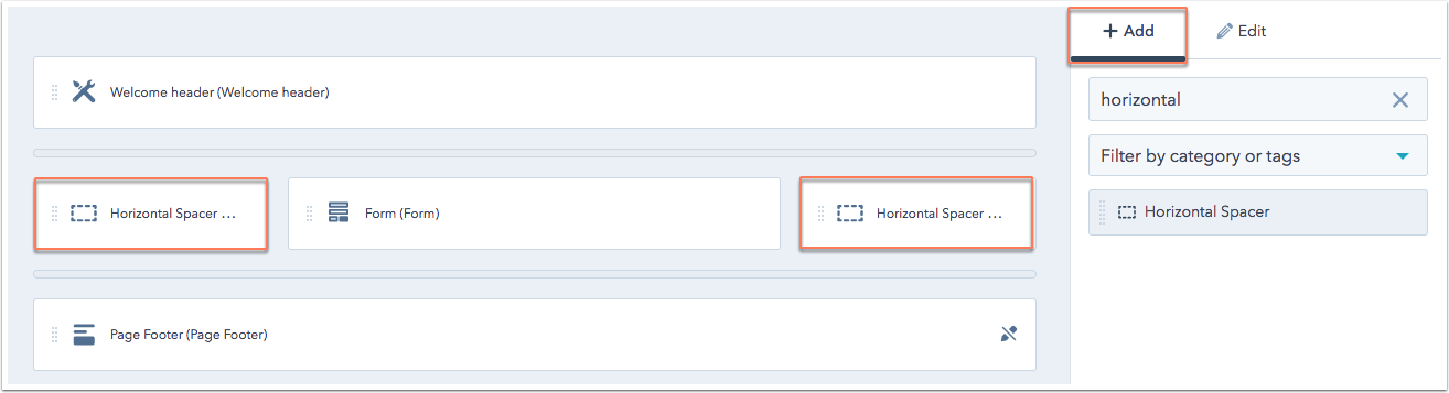 Centrera ett formulär på en HubSpot-mall