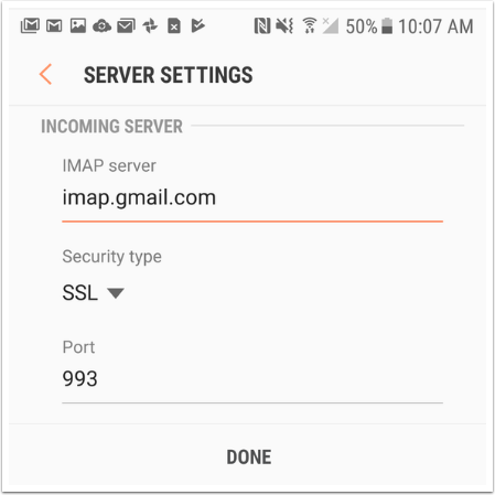 De IMAP- en SMTP-informatie van uw e-mailserver opzoeken