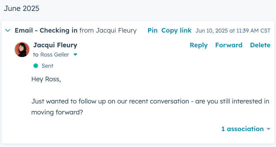 Log email replies in the CRM